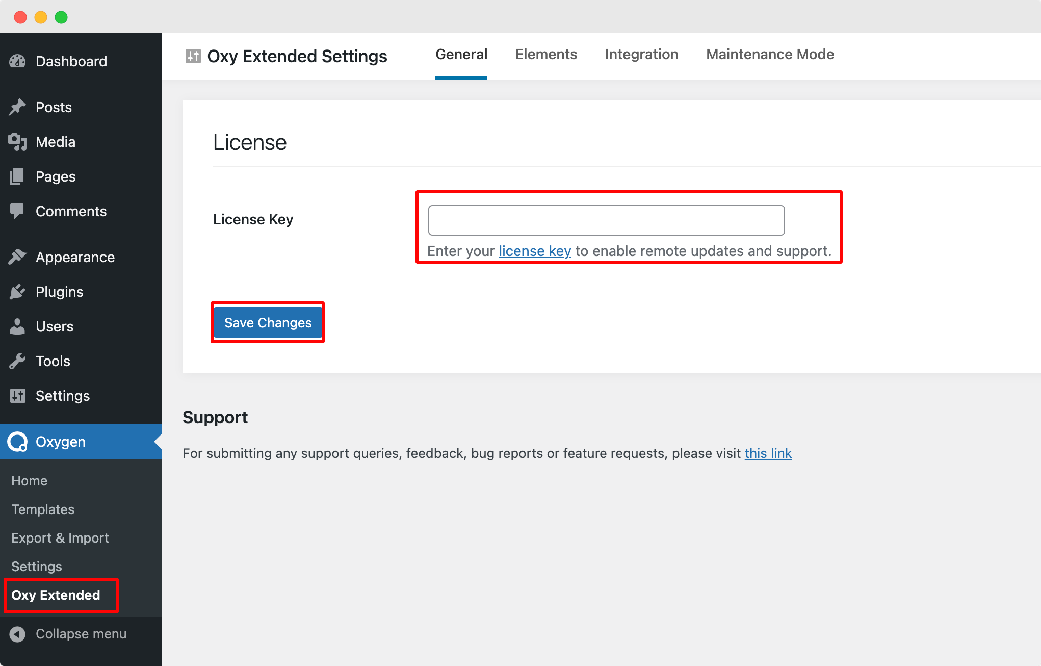 Activate the License Key - Oxy Extended